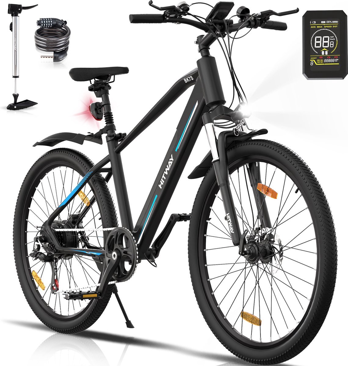 Hitway Elektrische Fiets BK7S - 26Inch Mountain EBike met Afneembare ...