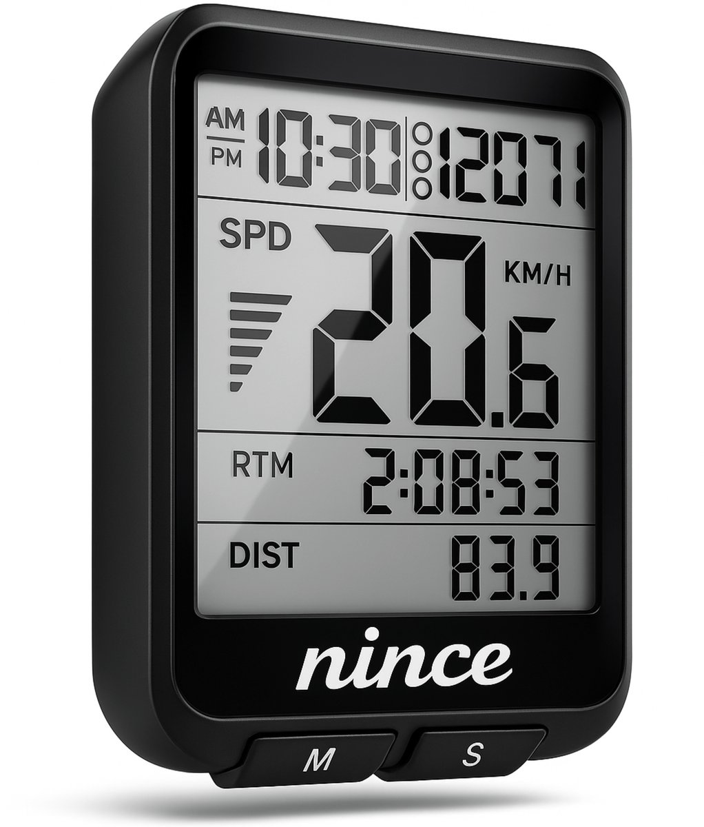 Nince Draadloze Fietscomputer Kilometerteller Fiets Waterdicht 17 ...